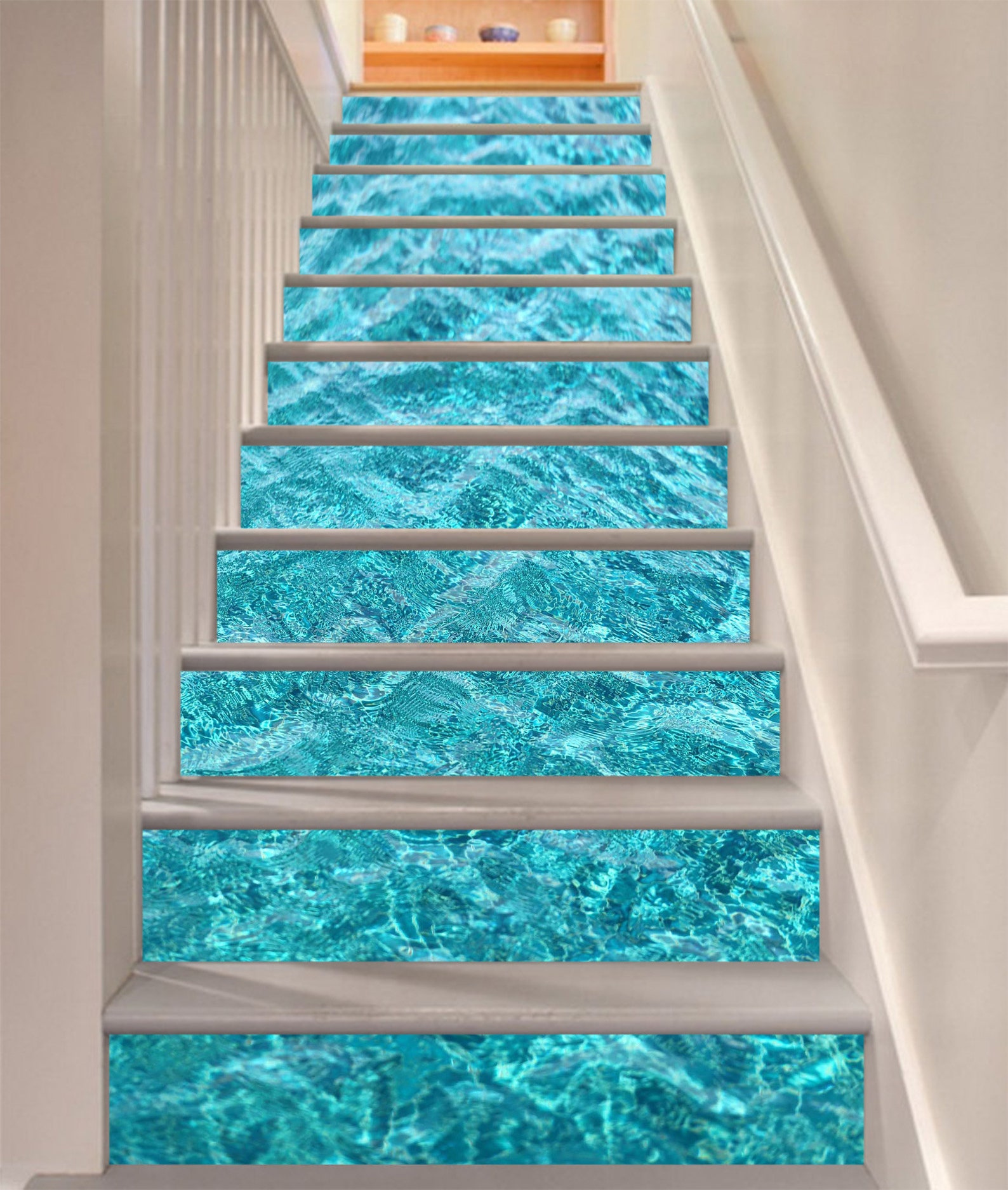 3D Blue Water Wave S1243 Pattern Tile Marble Stair Risers Decoration ...