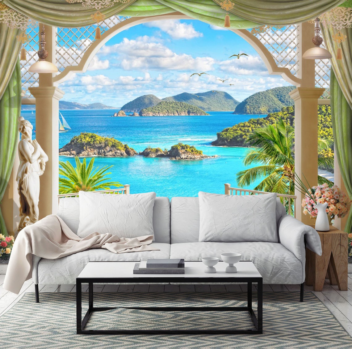 Seaside Island 2047 Wallpaper Mural Self Adhesive Peel and - Etsy