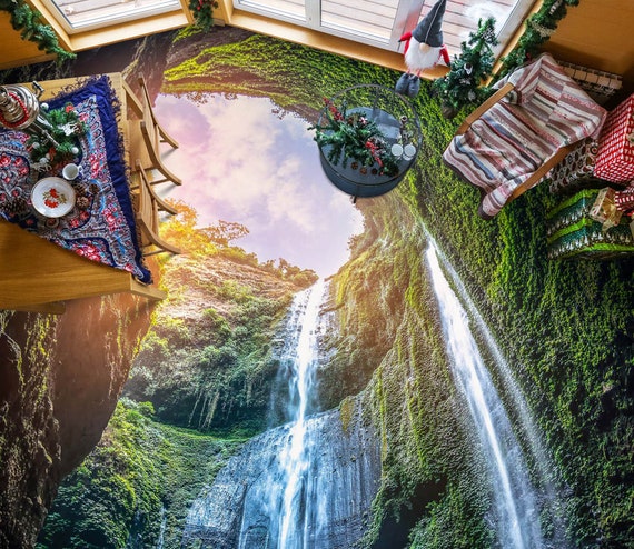 3D Valley Waterfall 9012 Floor Wallpaper Murals Self-Adhesive | Etsy