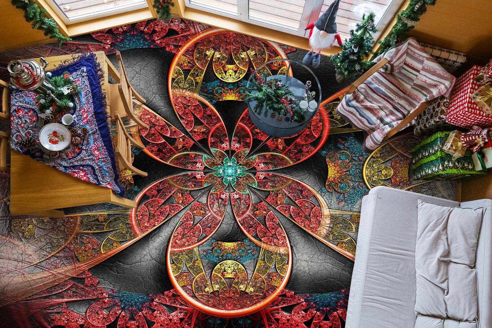 3D Psychedelic Pattern 7477 Floor Wallpaper Murals - Etsy