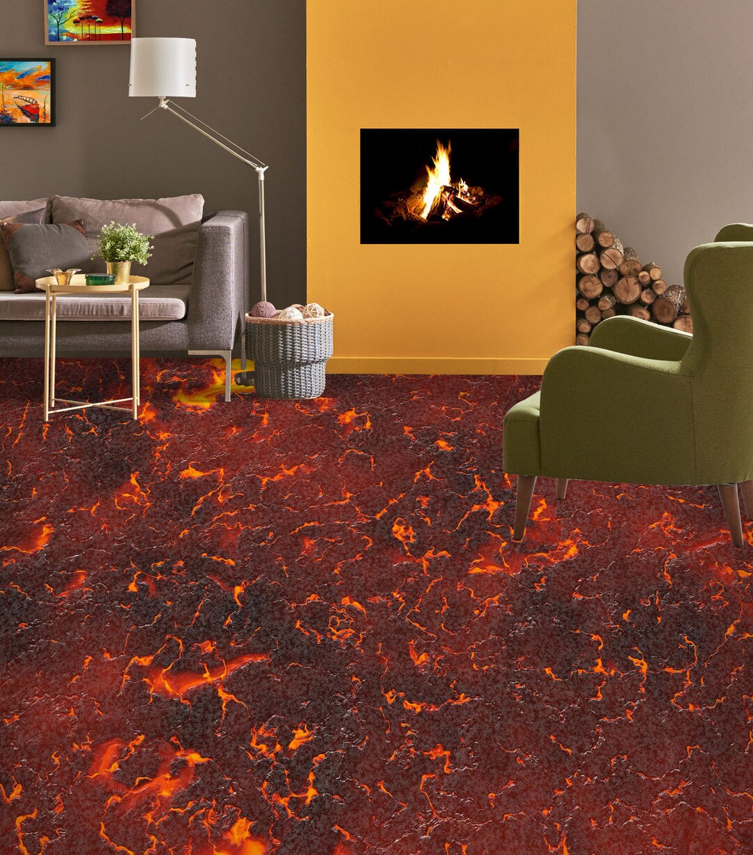 3D Red Texture 1050 Floor Wallpaper Murals Self-adhesive Removable ...