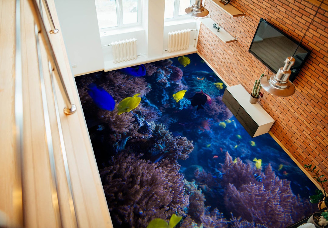 3D Coral Fish 5587 Floor Wallpaper Murals Self-adhesive Removable ...