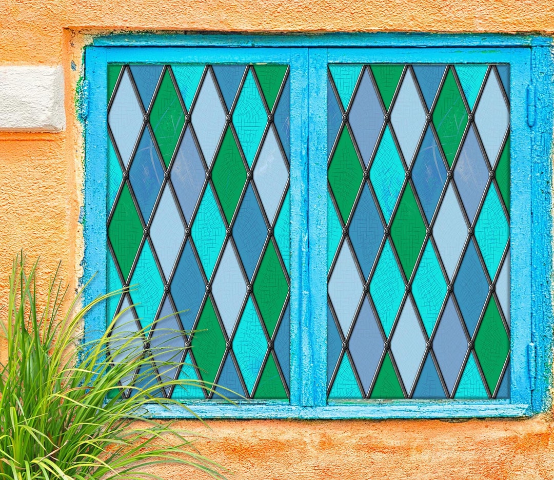 3D Diamond Pattern W8707 Window Film Print Sticker Cling Stained Glass ...