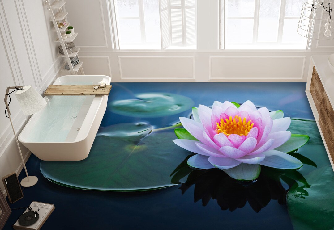 3D Pink Lotus 6067 Floor Wallpaper Murals Self-adhesive Removable ...