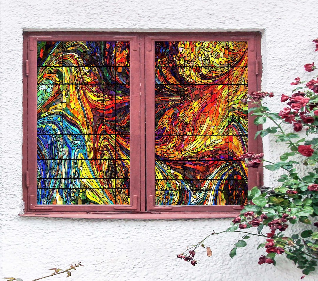 3D Abstract Richness W1936 Window Film Print Sticker Cling Stained ...