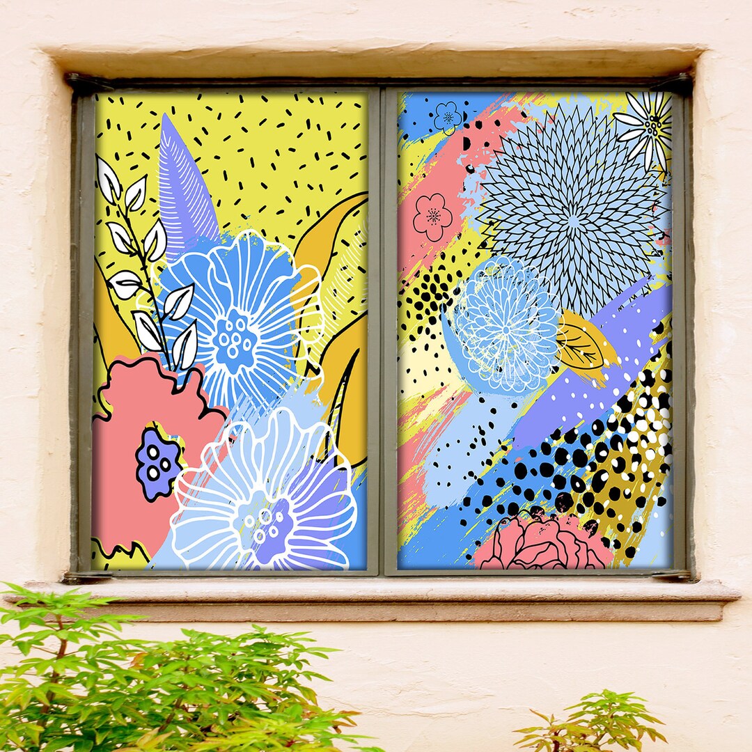 3D Color Graffiti W757 Window Film Print Sticker Cling Stained Glass ...