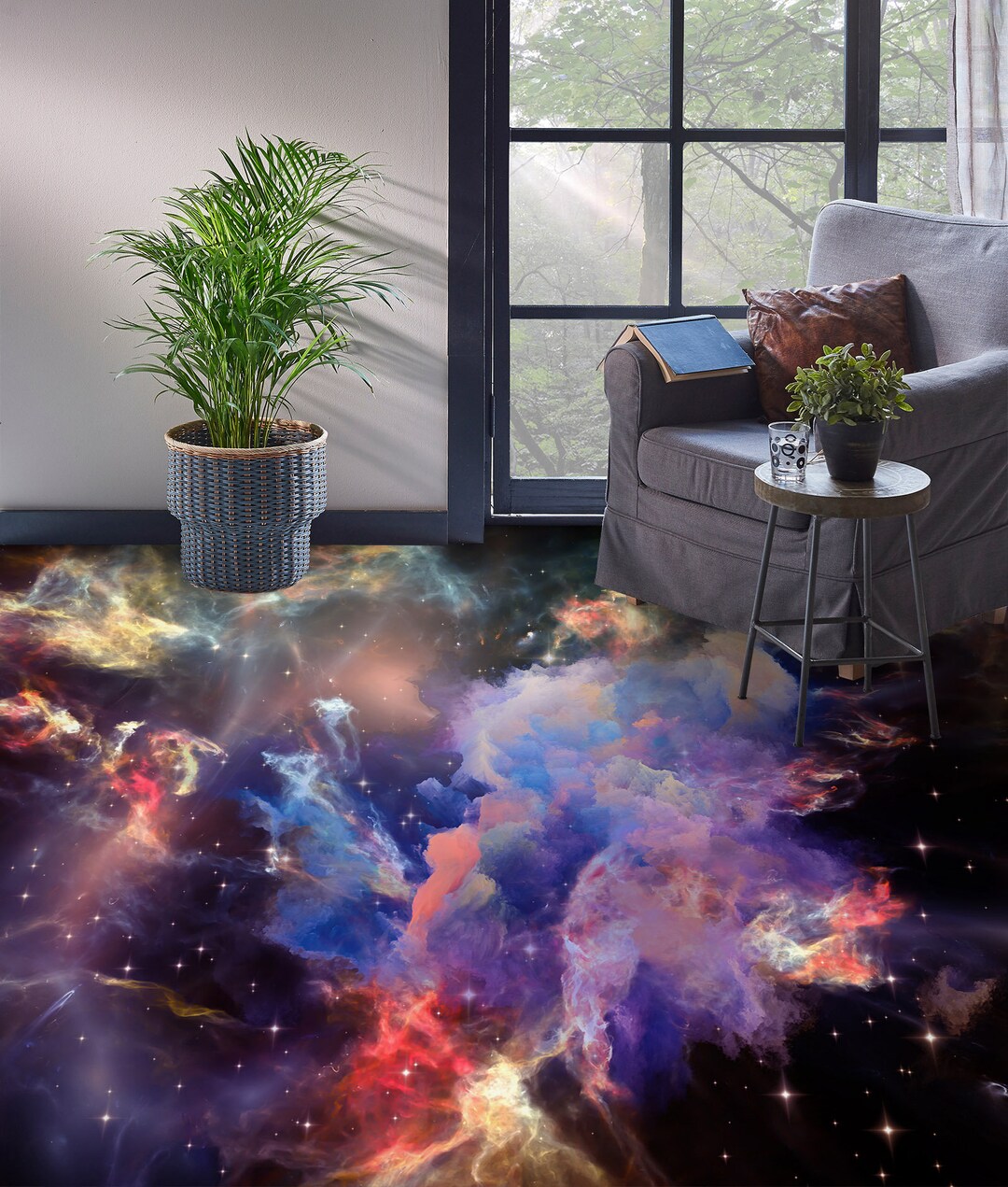 3D Cloud Starry Sky 2050 Floor Wallpaper Murals Self-adhesive Removable ...