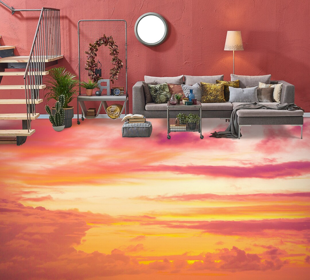 3D Sunset Cloud 5576 Floor Wallpaper Murals Self-adhesive Removable ...