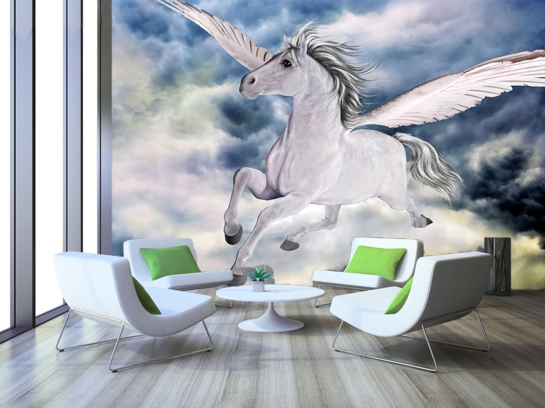 Pegasus White 1784 Wallpaper Mural Self Adhesive Peel and Stick Wall ...