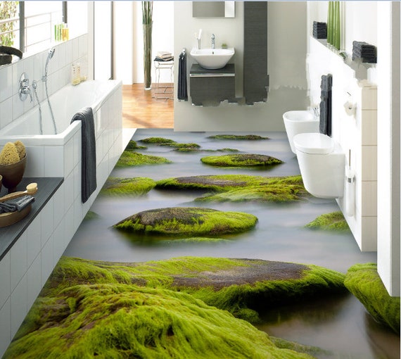3D Moss Stone 0068 Floor Wallpaper Murals Self-adhesive - Etsy