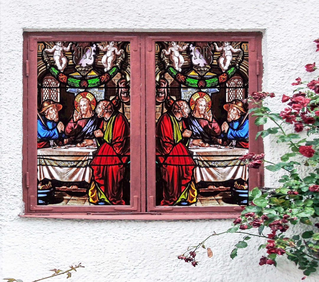 3D Church Crowd W6615 Window Film Print Sticker Cling Stained Glass ...