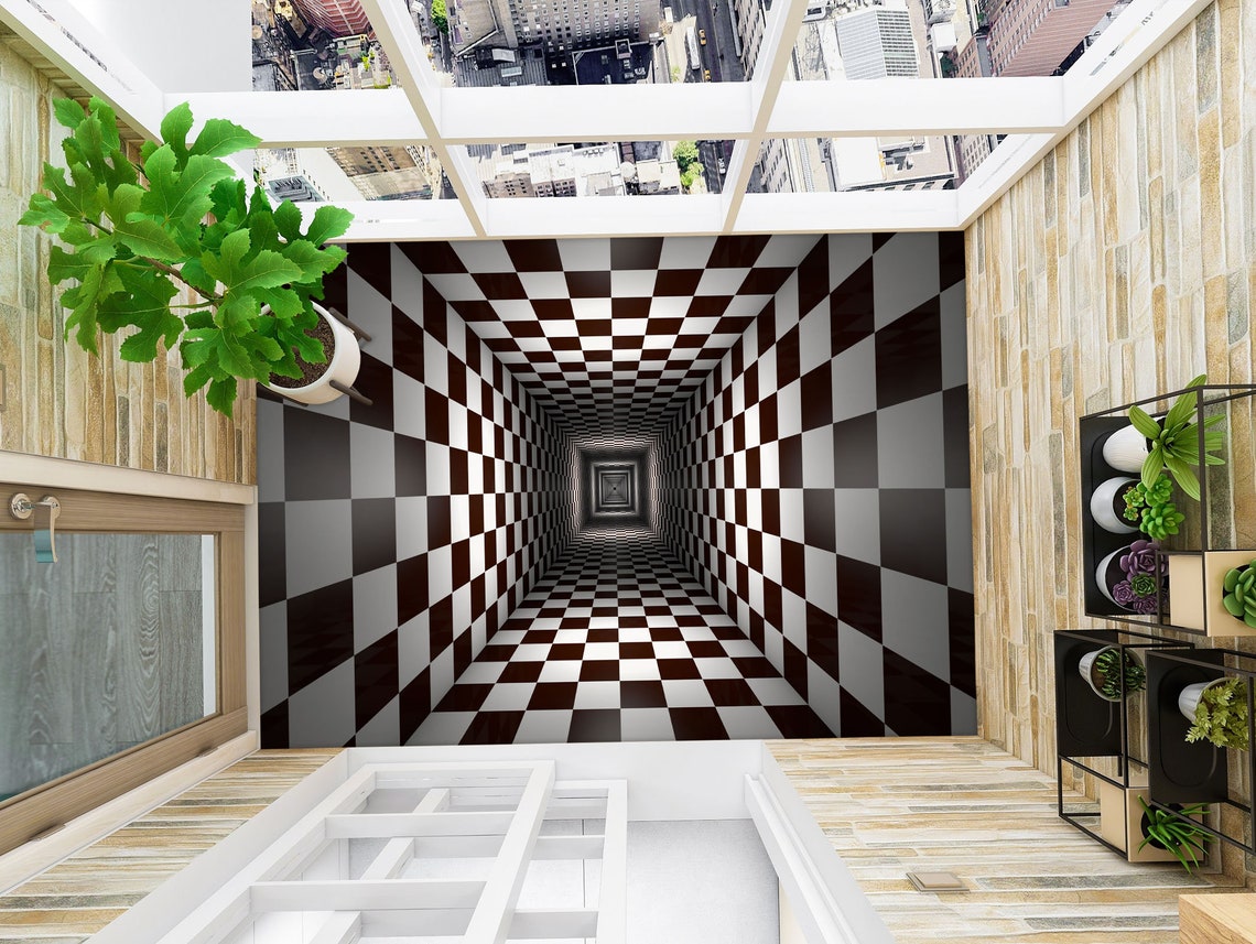 3D Black and White Squares 6520 Floor Wallpaper Murals - Etsy