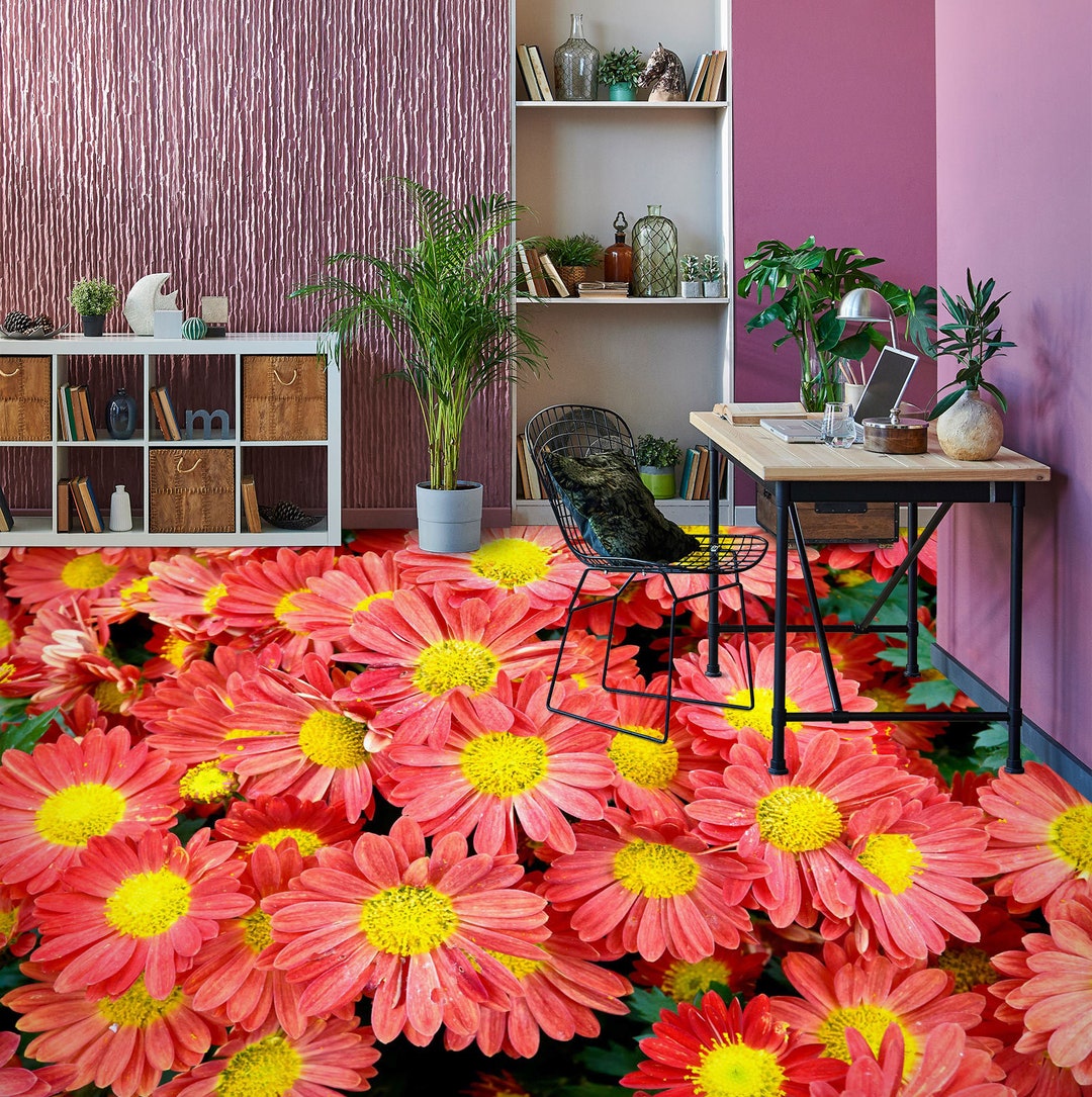 3D Pink Daisy 4108 Floor Wallpaper Murals Self-adhesive Removable ...