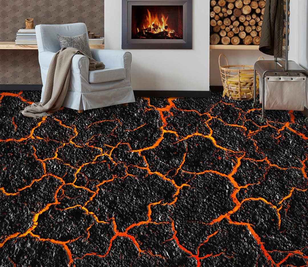 3D Black Lava Stones 9980 Floor Wallpaper Murals Self-adhesive ...