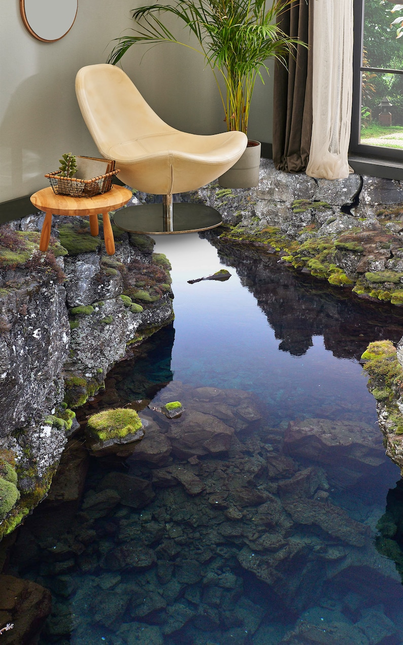 3D Reflection in the Water 8134 Floor Wallpaper Murals - Etsy