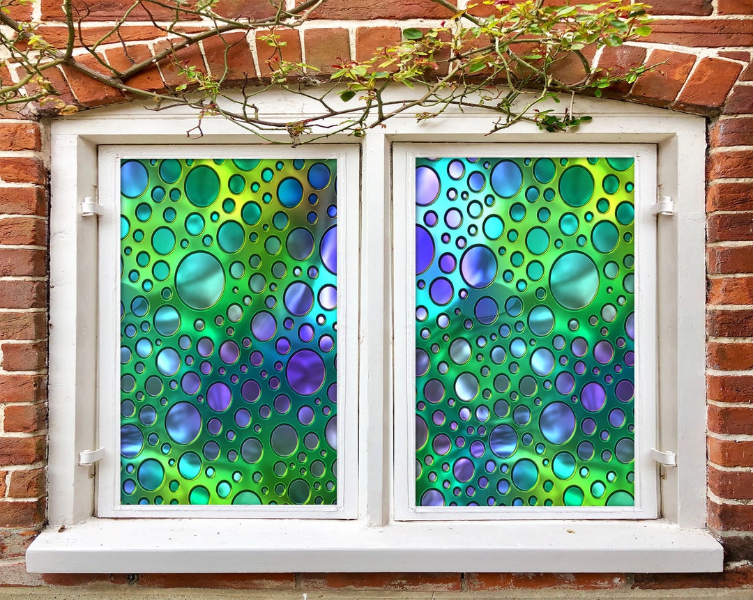 3D Purple and Green W2285 Window Film Print Sticker Cling Stained Glass ...