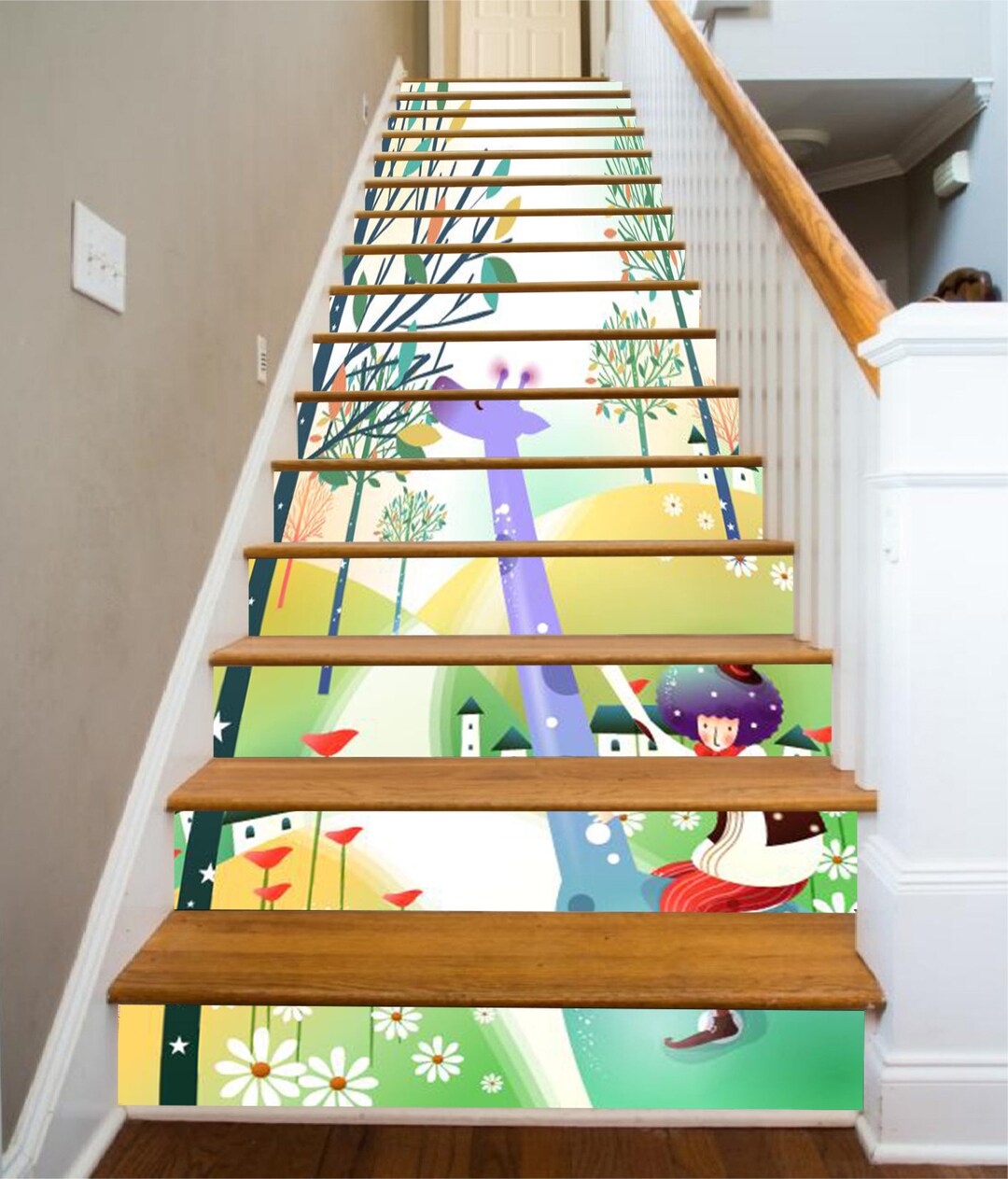 3D Cartoon Giraffe S1594 Pattern Tile Marble Stair Risers Decoration ...