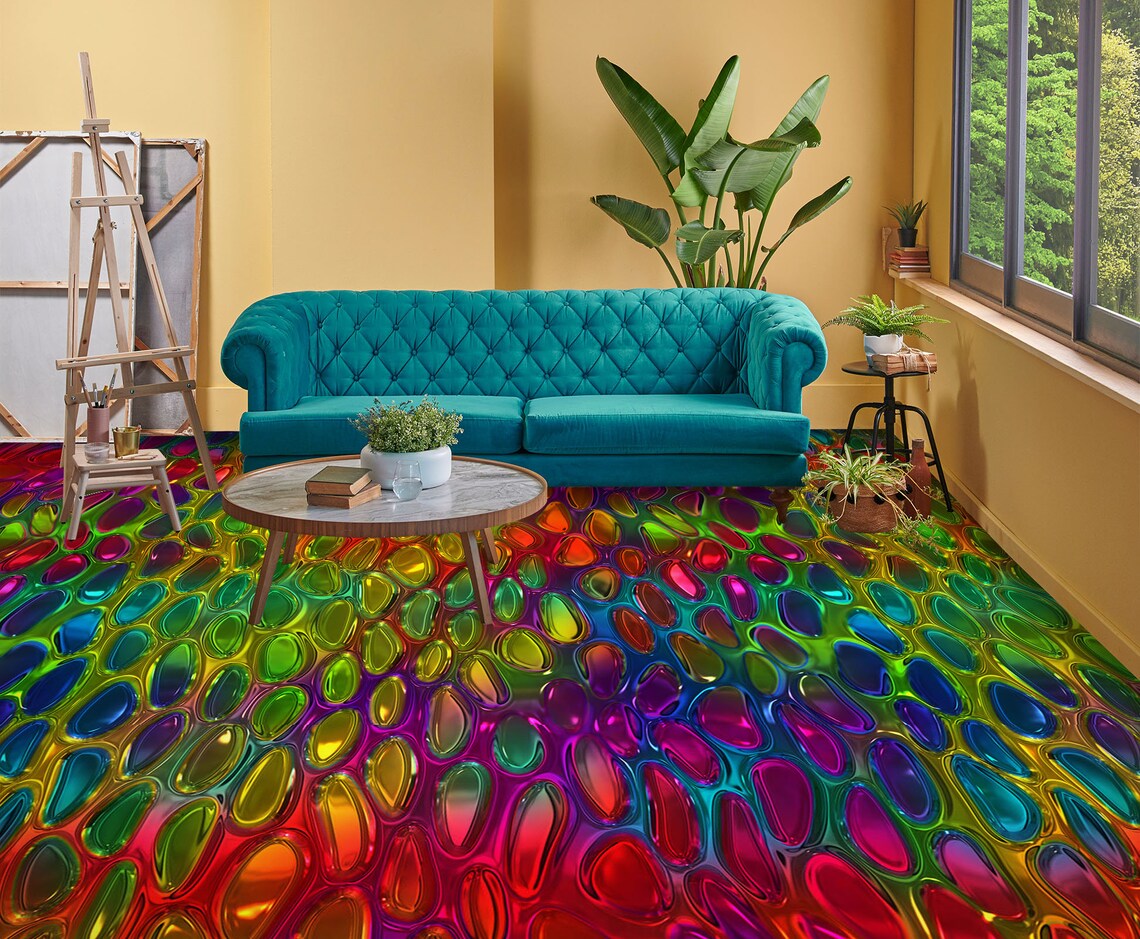 3D Psychedelic Pebbles 4362 Floor Wallpaper Murals - Etsy