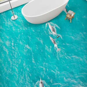 3D Two Elegant Fish 4091 Floor Wallpaper Murals Self-adhesive Removable ...