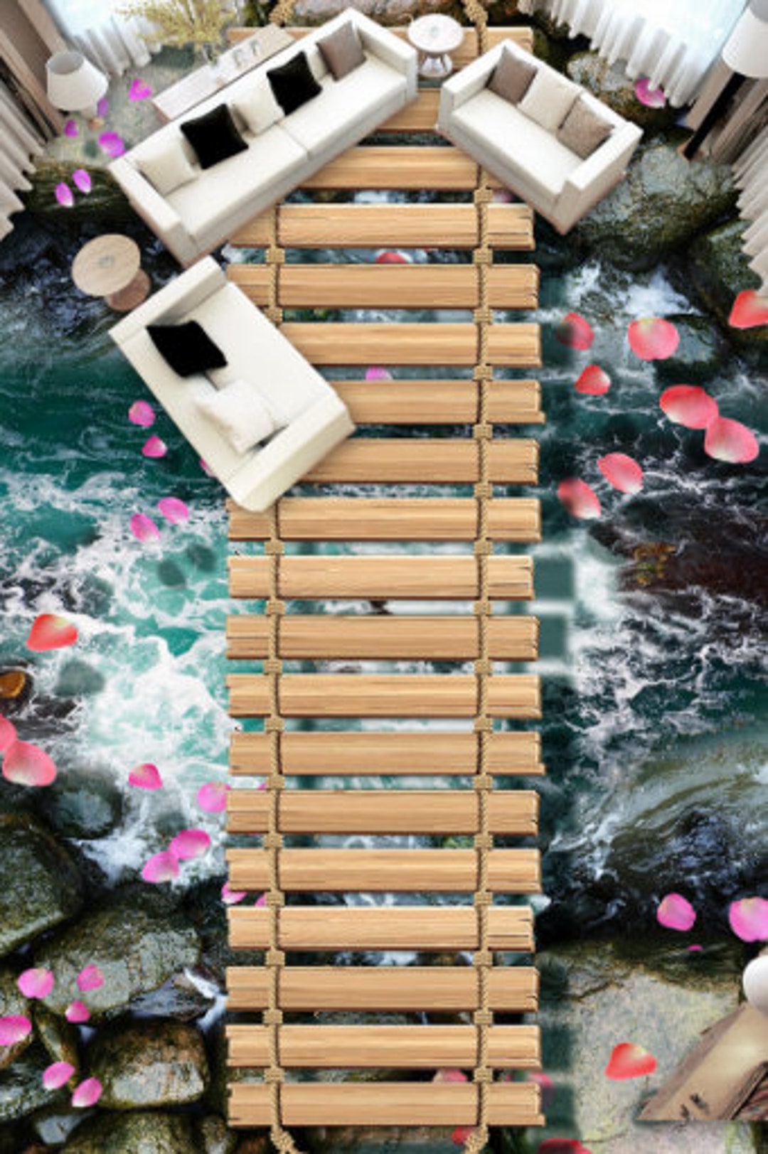 3D Petal Bridge 1109 Floor Wallpaper Murals Self-adhesive - Etsy