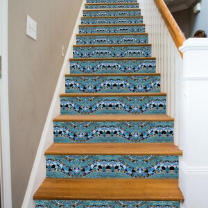 3D Blue Wavy Tiles S1069 Pattern Tile Marble Stair Risers Decoration ...