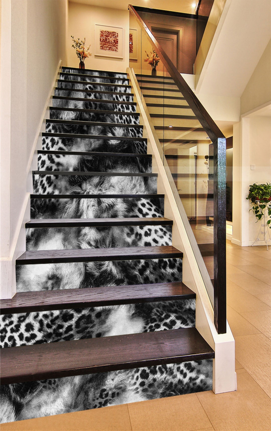3D Leopard Print S1536 Pattern Tile Marble Stair Risers Decoration ...