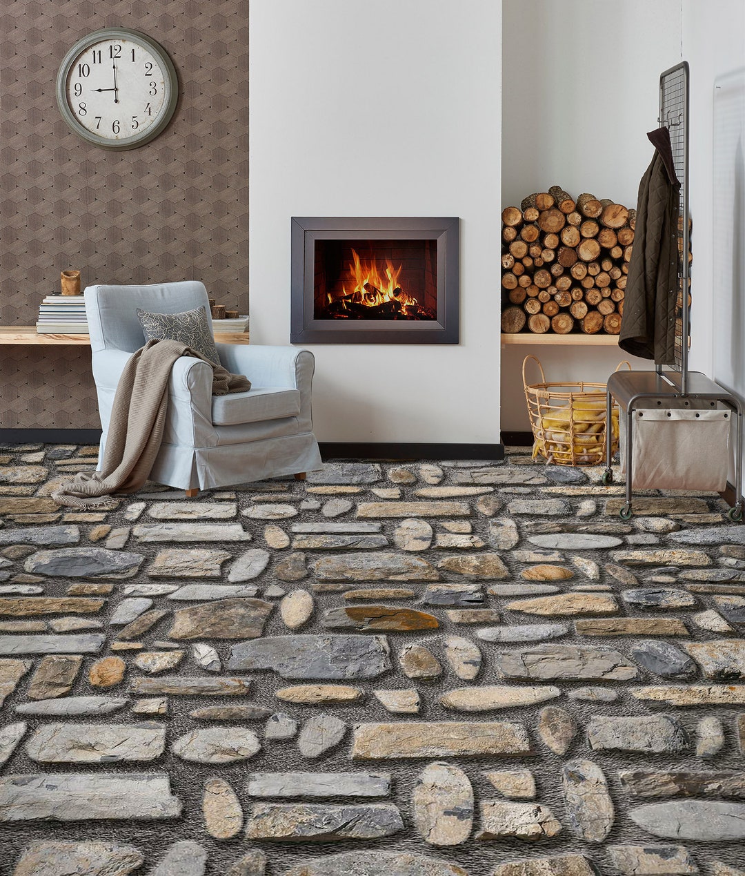 3D Grey Stone 3290 Floor Wallpaper Murals Self-adhesive Removable ...