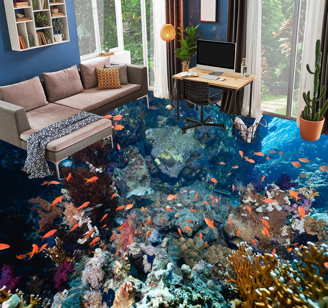 3D Ocean Fish 1703 Floor Wallpaper Murals Self-adhesive Removable ...