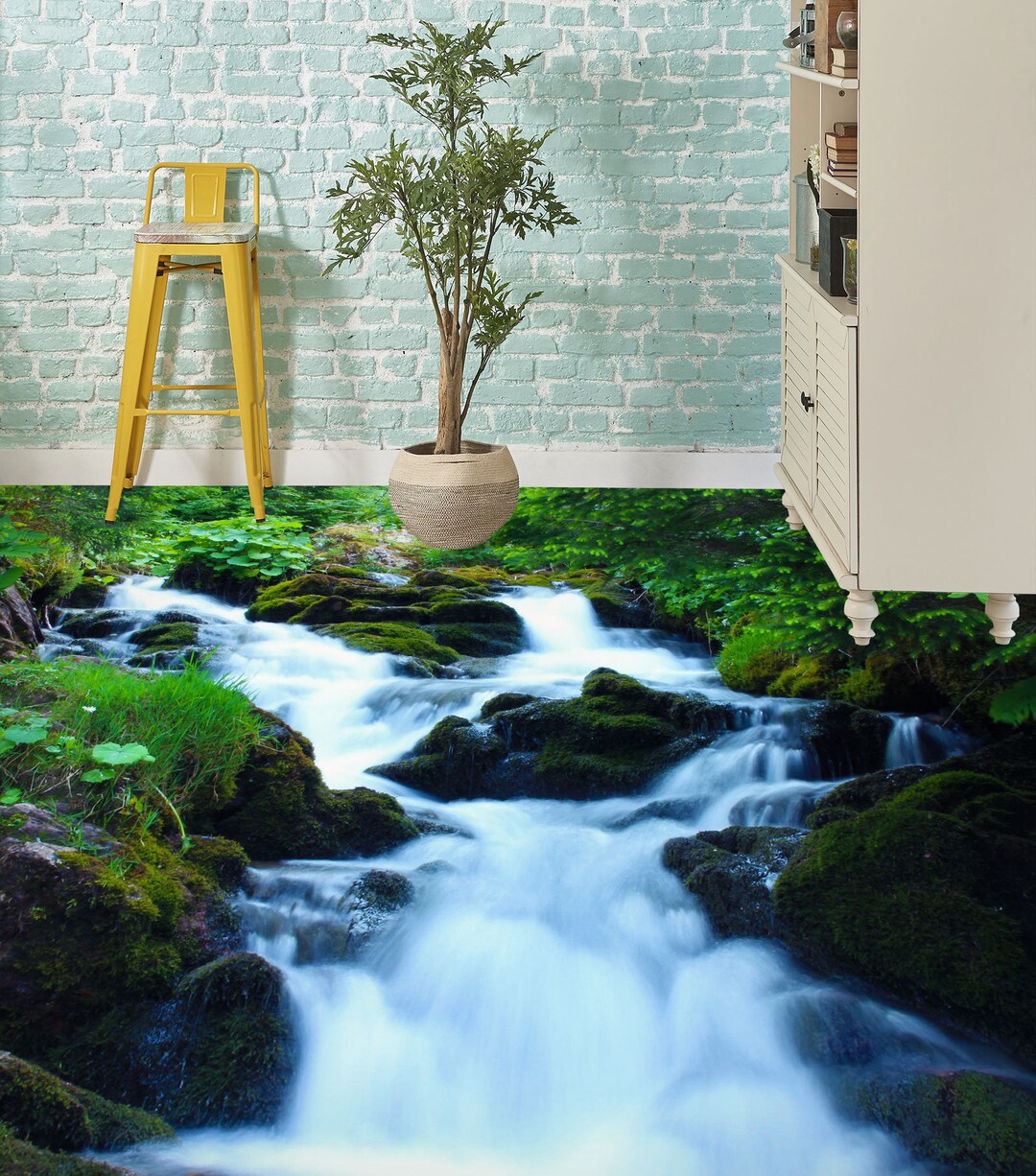 3D Grass River 2603 Floor Wallpaper Murals Self-adhesive Removable ...