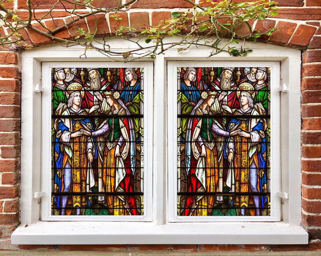 3D Loving King Queen W6432 Window Film Print Sticker Cling Stained ...