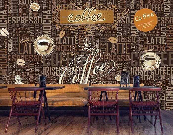 Coffee Pattern WC177 Wallpaper Mural Self Adhesive Peel and | Etsy