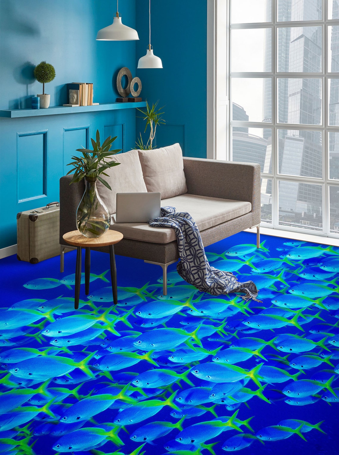 3D Green Fish Tail 7953 Floor Wallpaper Murals Self-adhesive | Etsy