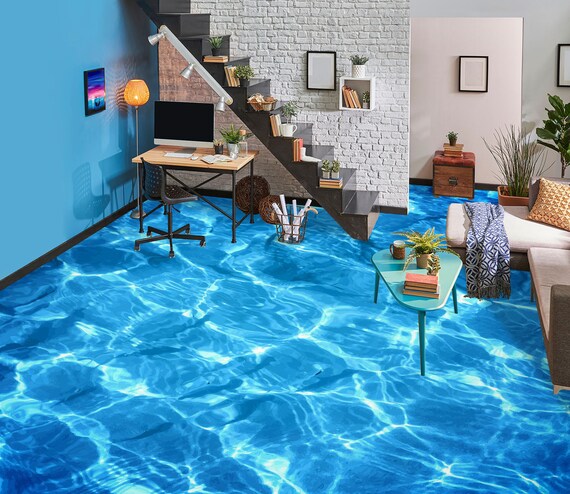 3D Blue Pond Water 7648 Floor Wallpaper Murals Self-adhesive - Etsy