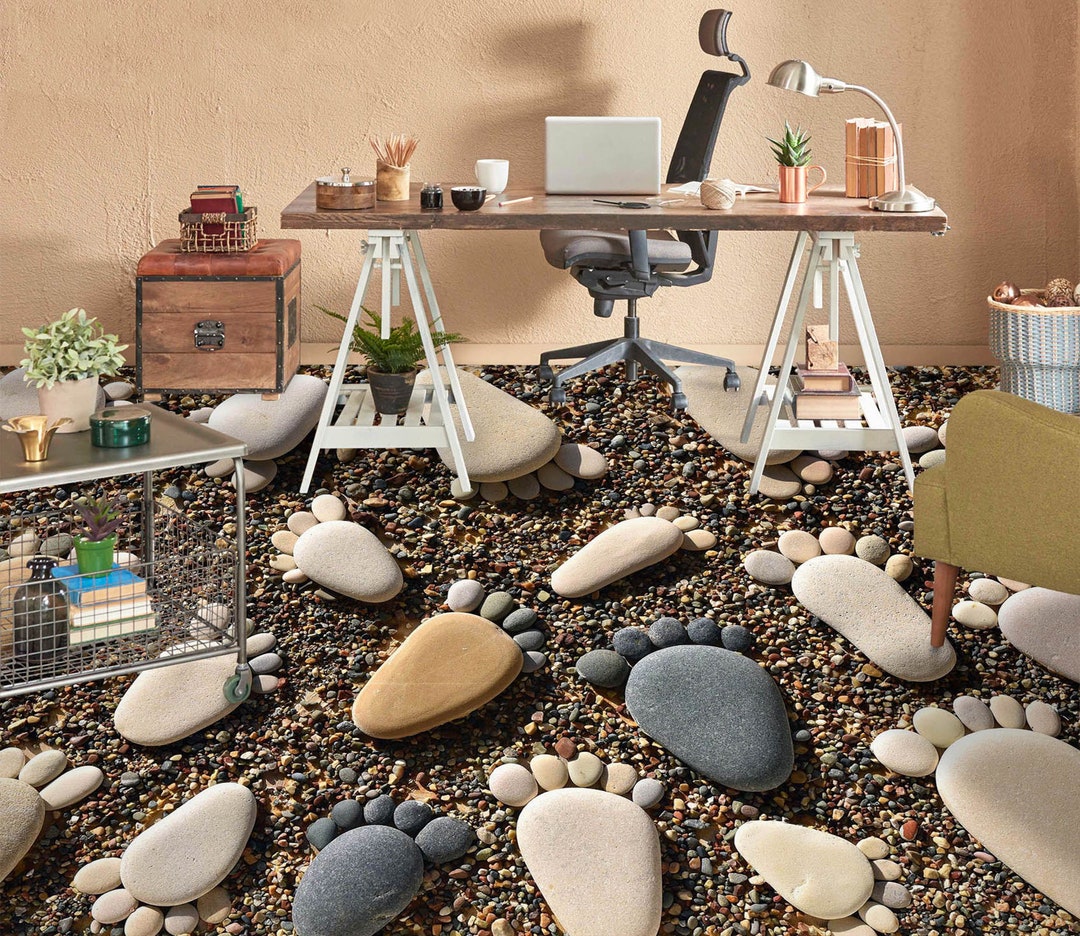 3D Stone Footprints 2674 Floor Wallpaper Murals Self-adhesive Removable ...