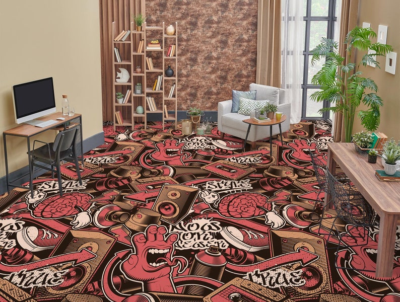 3D Sound Graffiti 2162 Floor Wallpaper Murals Self-adhesive Removable ...