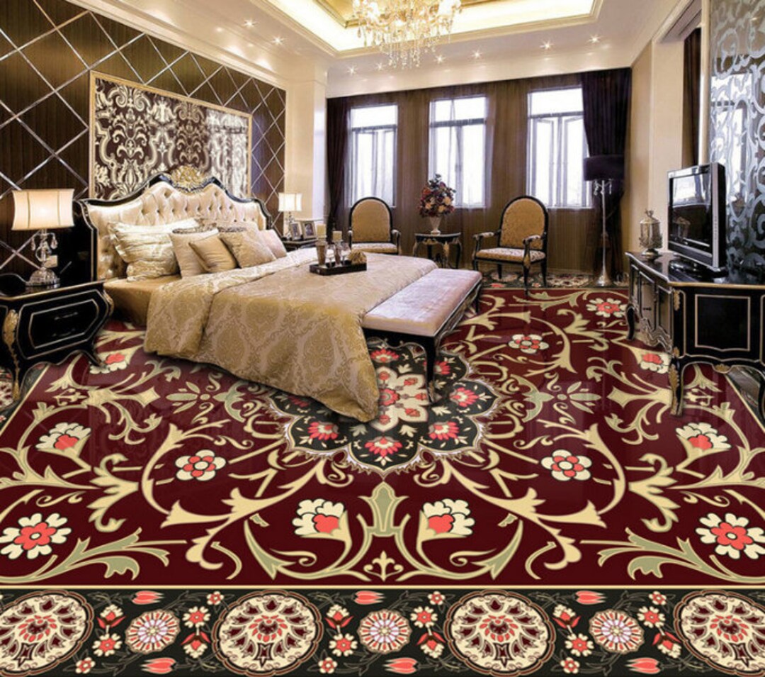 3D Red Flower 1030 Floor Wallpaper Murals Self-adhesive Removable ...