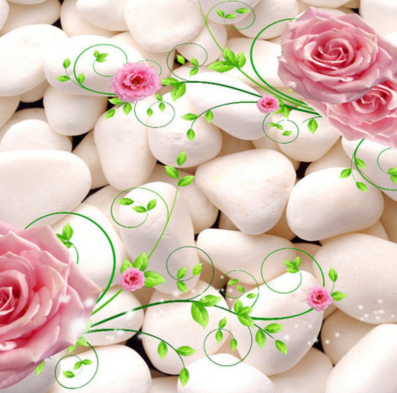 3D White Stone Rose 0729 Floor Wallpaper Murals Self-adhesive | Etsy