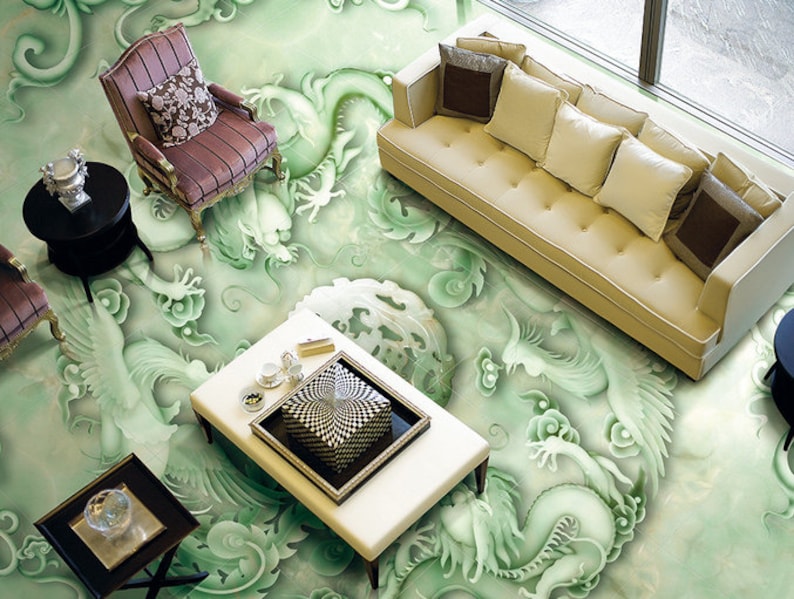 3D Jade Dragon 0780 Floor Wallpaper Murals Self-adhesive - Etsy