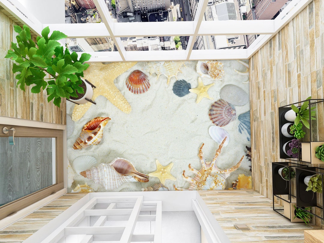 3D Conch Shell 3808 Floor Wallpaper Murals Self-adhesive Removable ...