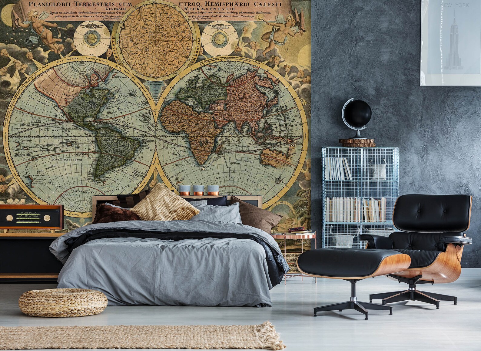 Round World Map 080 Wallpaper Mural Self Adhesive Peel and Stick Wall ...
