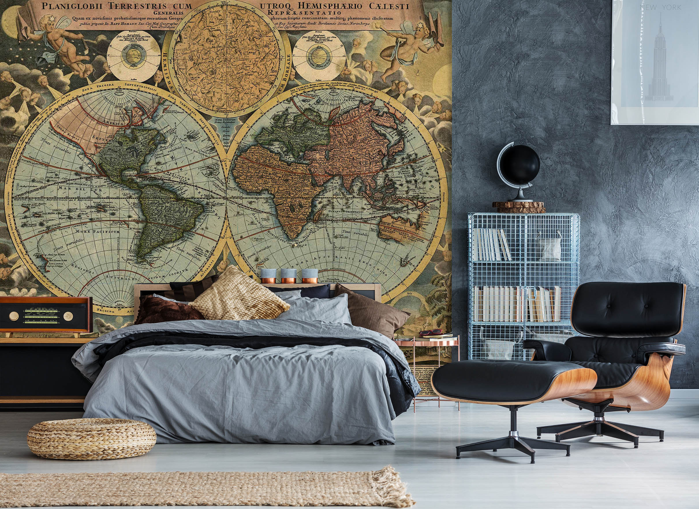 Round World Map 080 Wallpaper Mural Self Adhesive Peel and Stick Wall ...