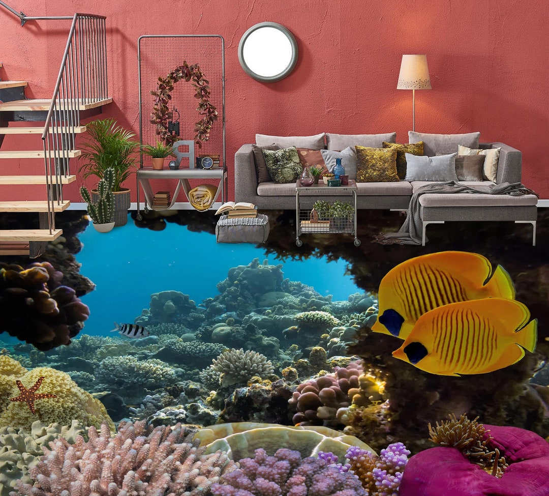 3D Coral Fish 5410 Floor Wallpaper Murals Self-adhesive Removable ...