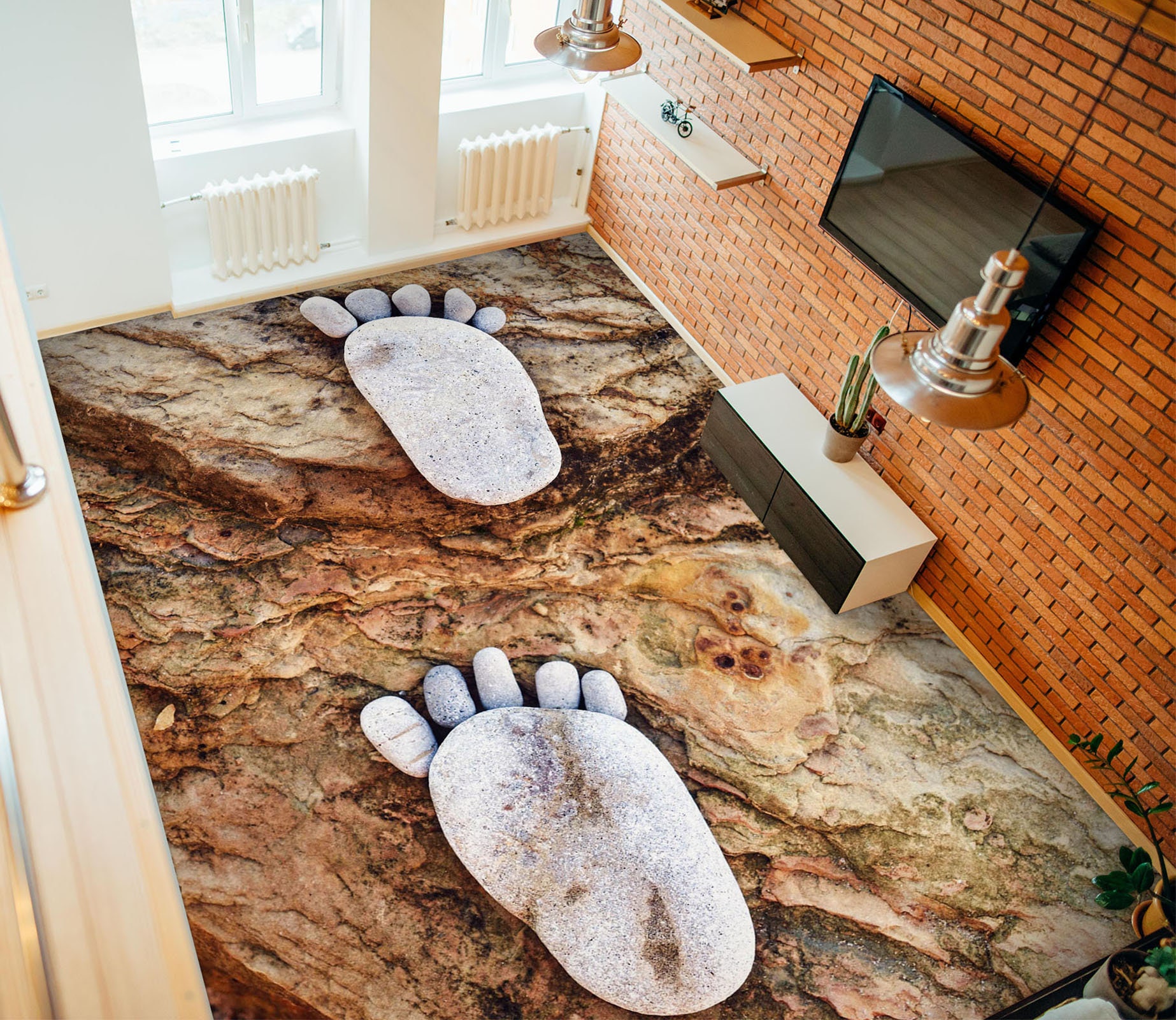 3D Fun Stone Footprints 8602 Floor Wallpaper Murals - Etsy