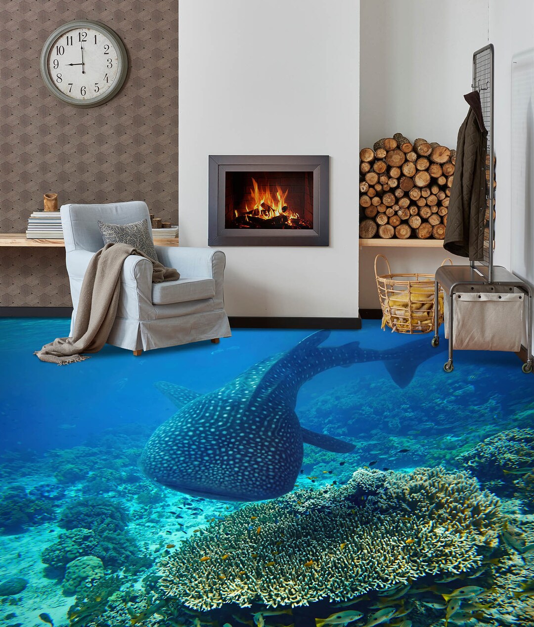 3D Ocean Fish 5011 Floor Wallpaper Murals Self-adhesive Removable ...
