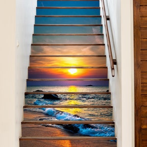 3D Sunset Beach SS0013 Pattern Tile Marble Stair Risers Decoration ...