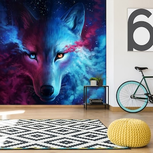 Blue Wolf 1393 Wallpaper Mural Self Adhesive Peel and Stick Wall ...