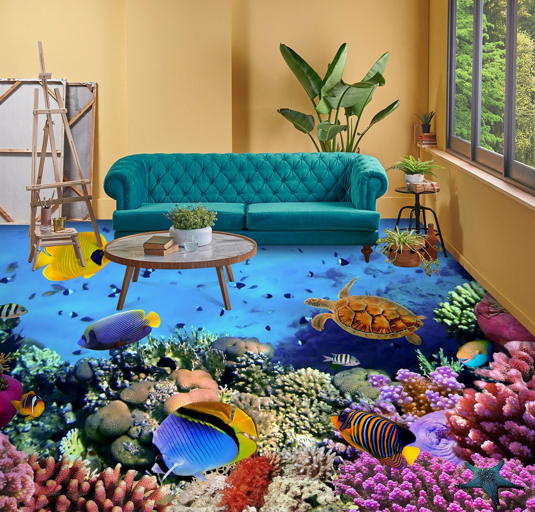 3D Color Fish 6110 Floor Wallpaper Murals Self-adhesive Removable ...