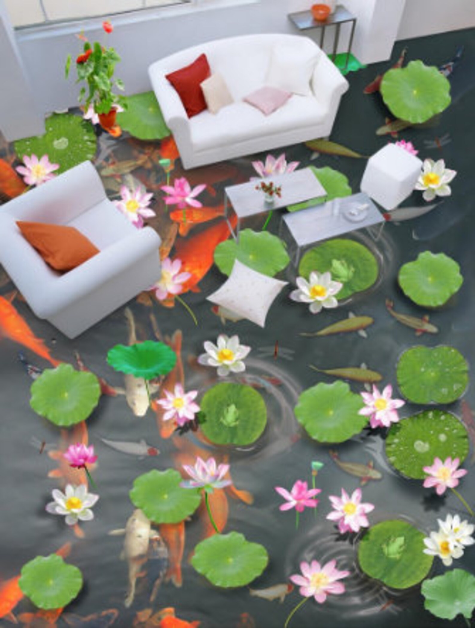 3D Round Lotus Leaf 1056 Floor Wallpaper Murals Self-adhesive | Etsy