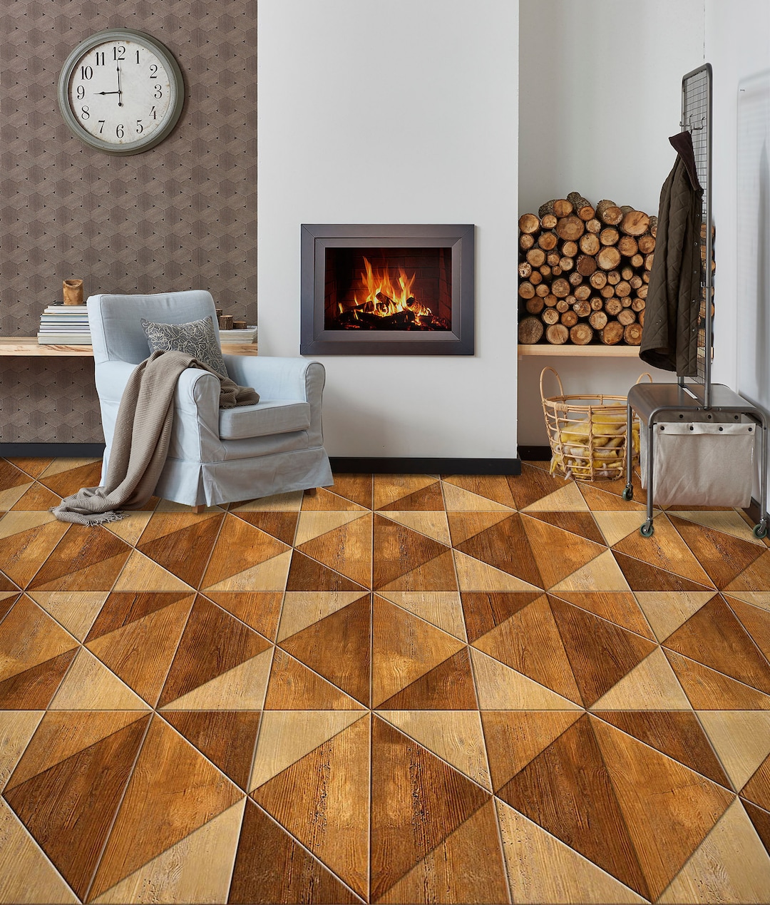 3D Brown Wooden 2067 Floor Wallpaper Murals Self-adhesive Removable ...