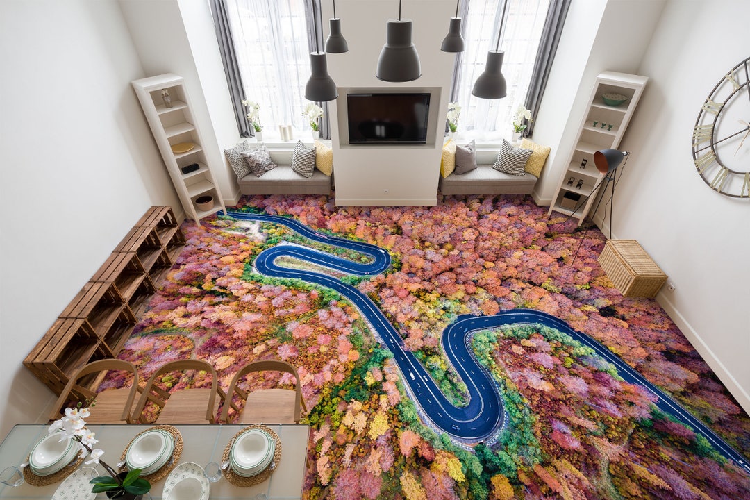 3D Highway Forest 1764 Floor Wallpaper Murals Self-adhesive Removable ...